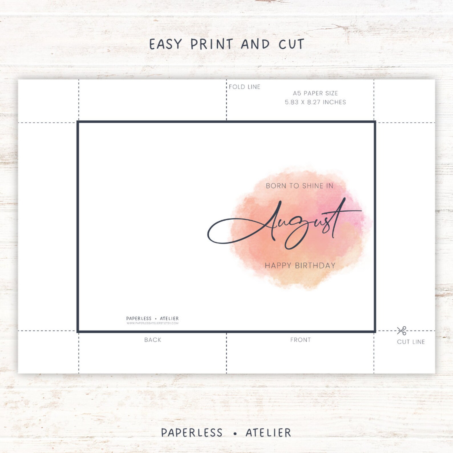 Printable Birthday Card, August Card, August Born, Born in August Card ...