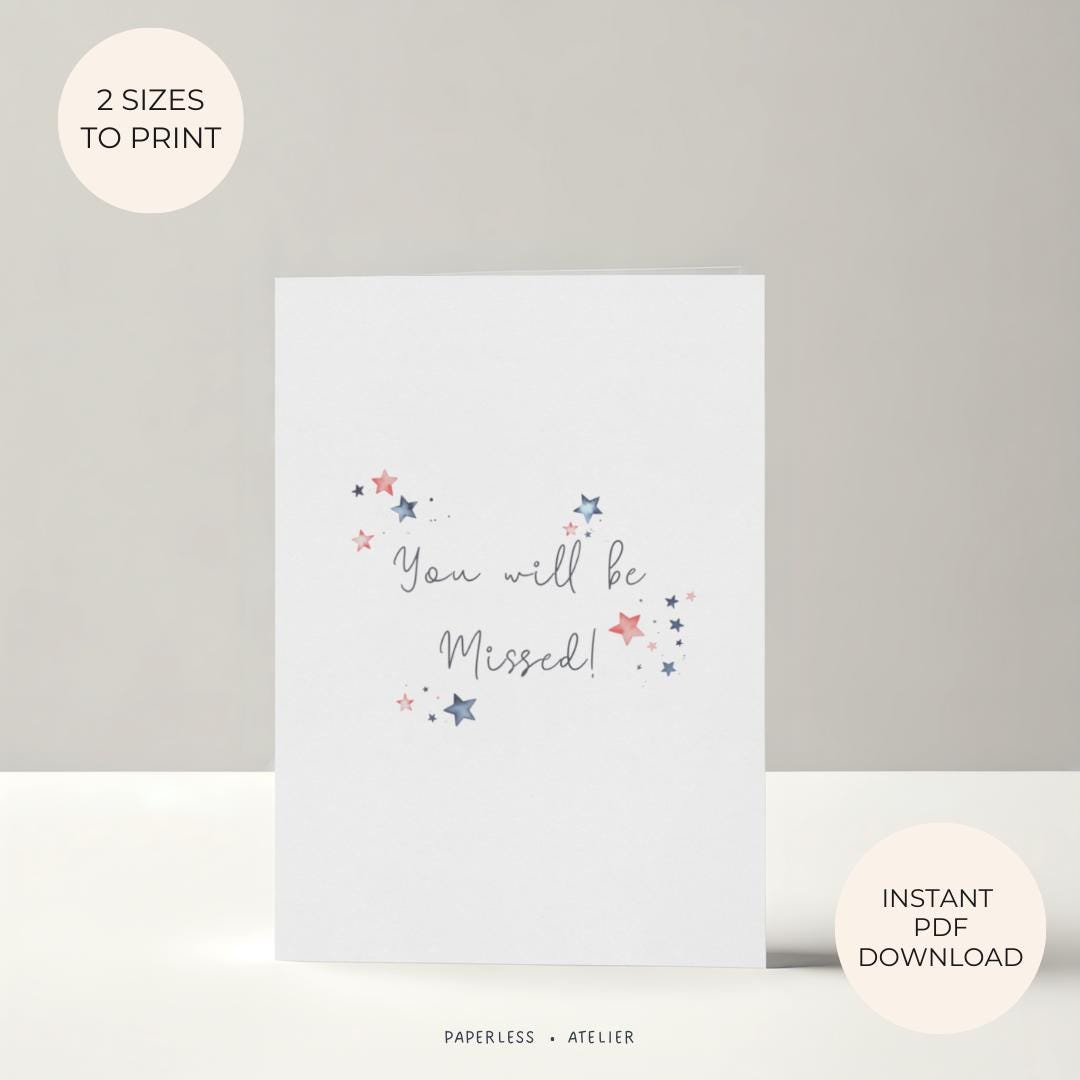 Printable Farewell Card, You Will Be Missed Card, Moving Travel Leaving ...