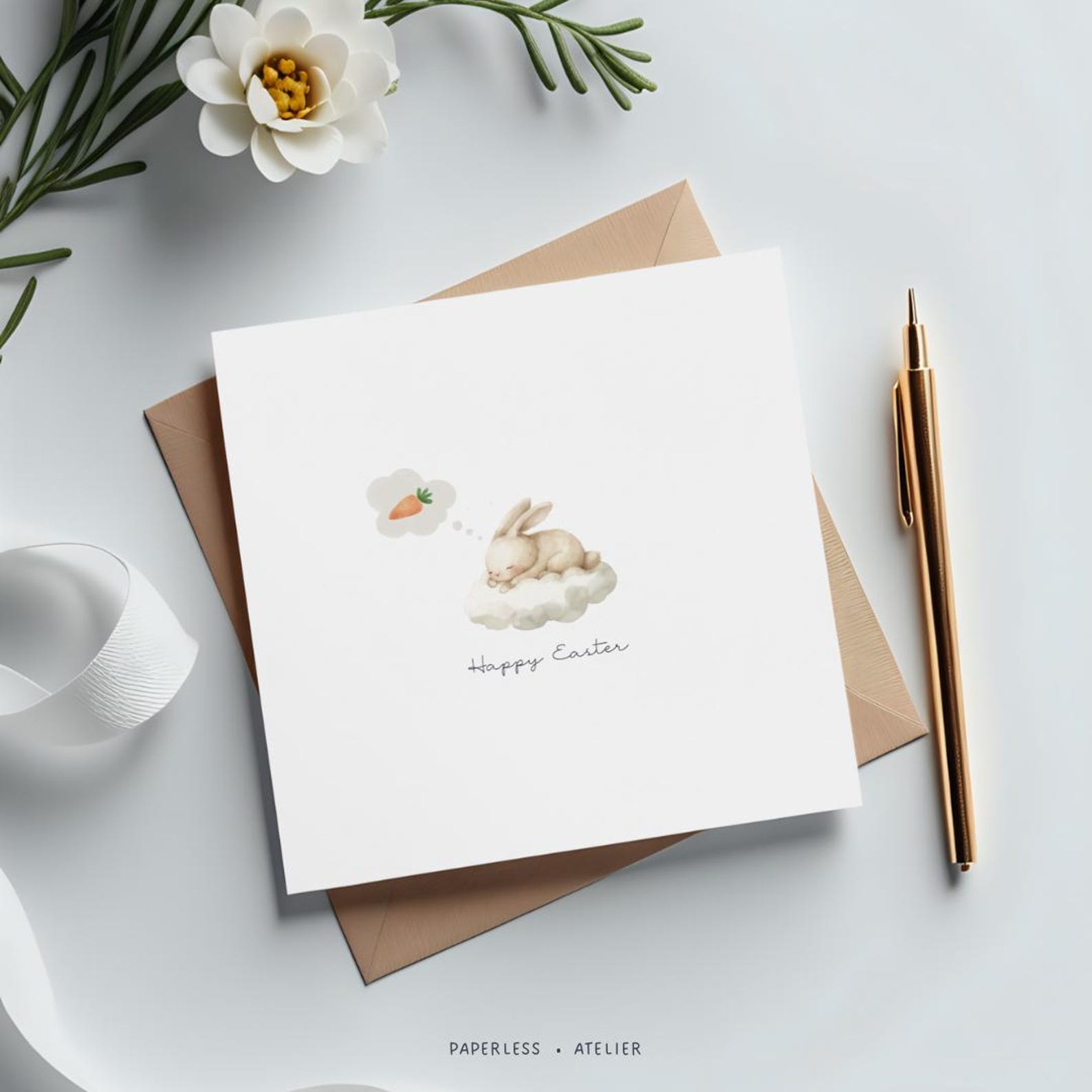 Printable Cute Easter Bunny Card, Easter Bunny, Easter Card, Bunny ...