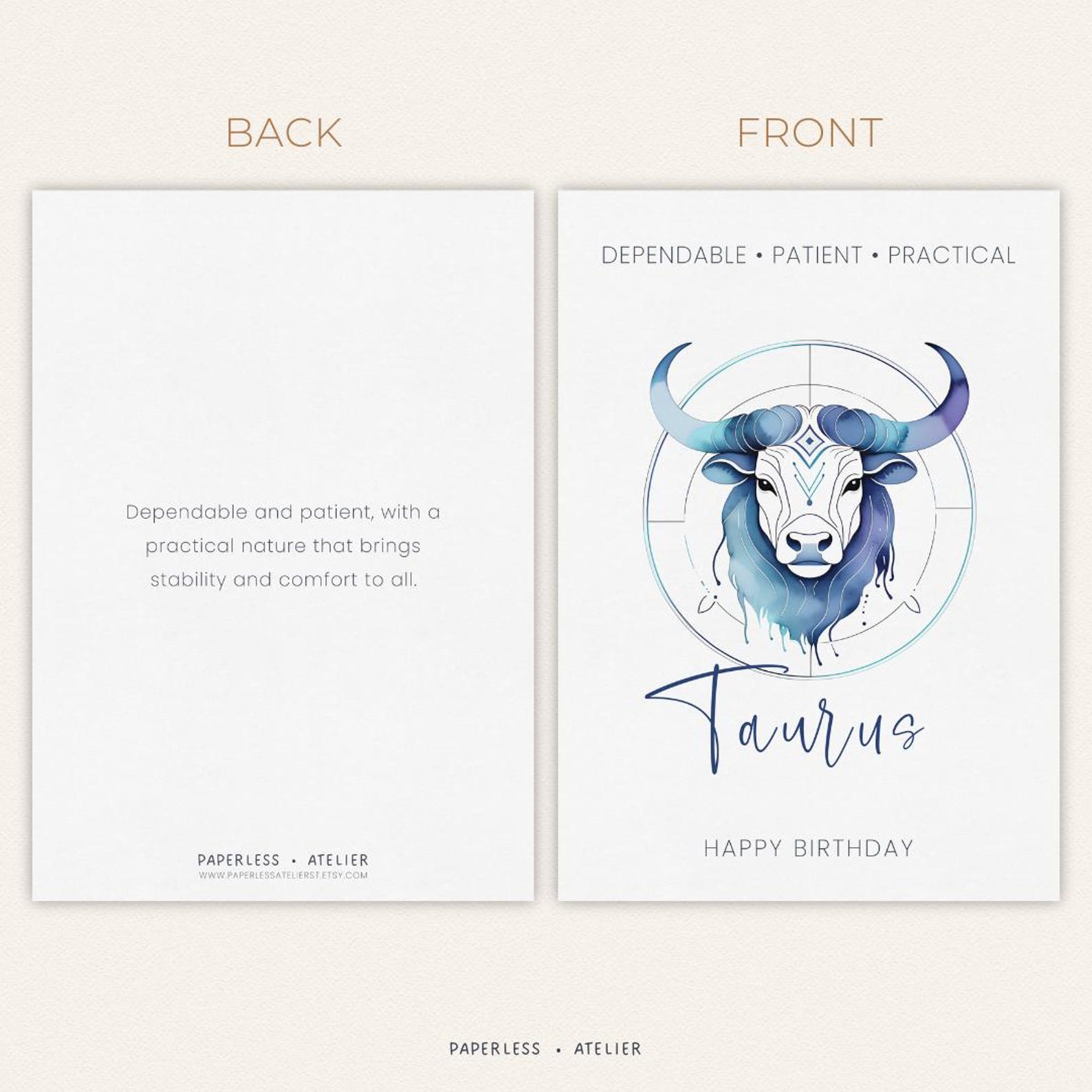 Printable Birthday Card, Boho Card, Taurus Zodiac, Taurus Card, Zodiacs ...