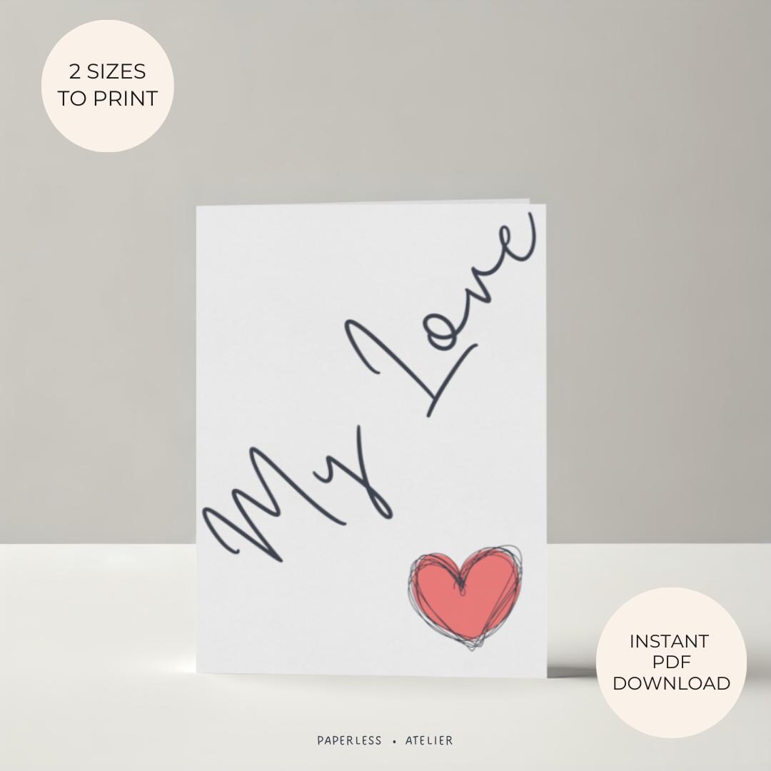 Printable Love Card With Gift Tags, Valentine's Day Card, Anniversary ...