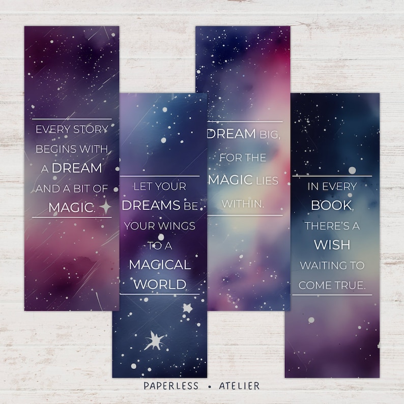8 Printable Galaxy Bookmarks, Galaxy Bookmark, Printable Bookmark, Book ...