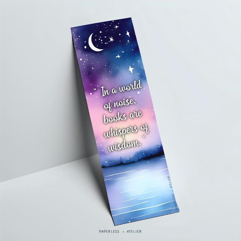 12 Printable Bookmark, Night Sky Watercolour Bookmark, Printable ...