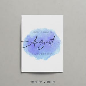 Printable Birthday Card, August Card, August Born, Born in August Card ...
