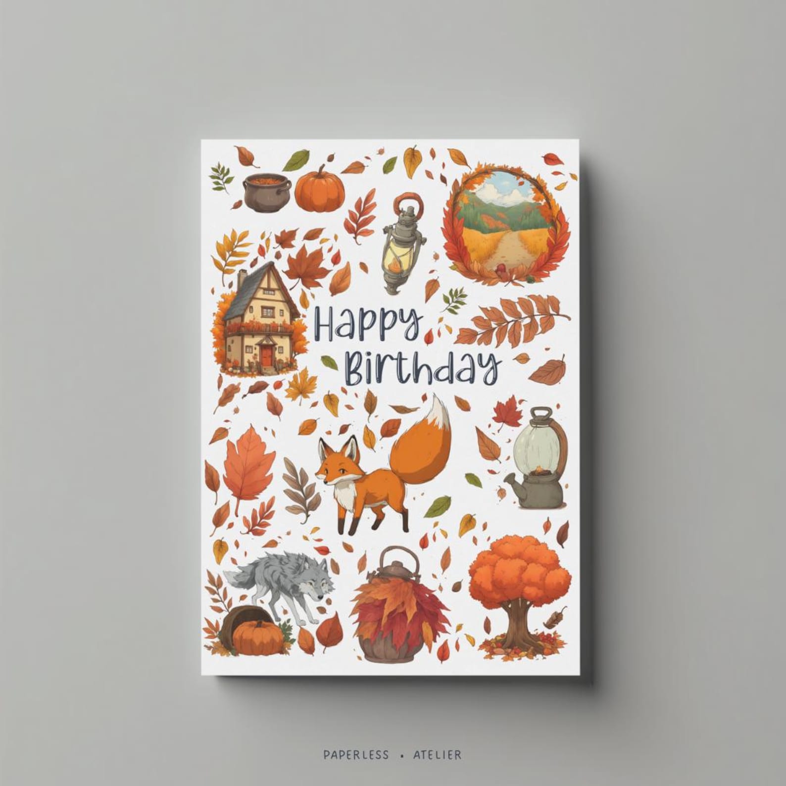 Printable Autumn Birthday Card, Autumn Birthday, Cozy and Fun Design ...