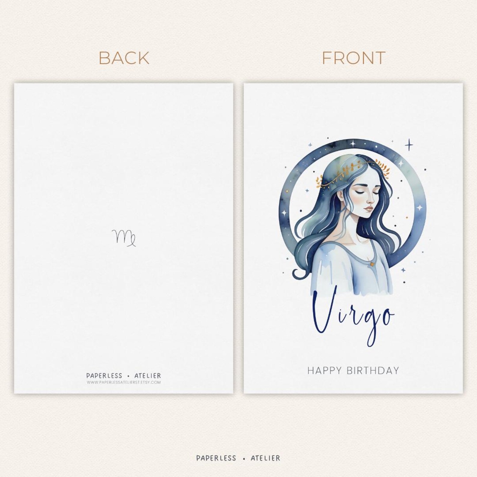 Printable Birthday Card, Virgo Zodiac, Virgo Card, Zodiacs Card ...