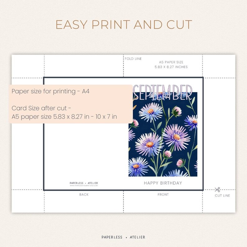 Printable Birthday Card, September Birth Flower, September Born, Born ...