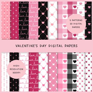 20 Printable Paper, Valentine's Digital Paper, Romantic Paper ...