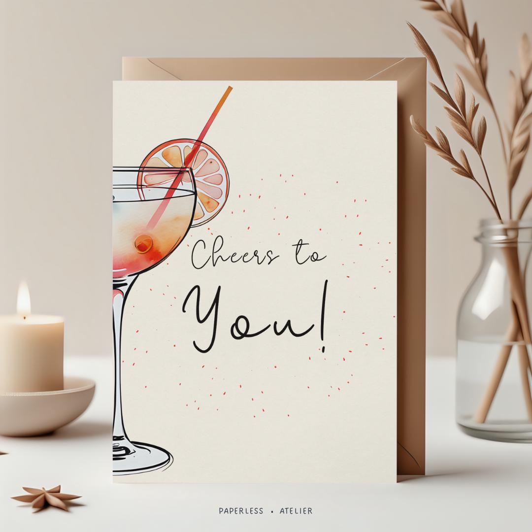 Printable Congratulation Card, Cheers to You, Congrats Card ...