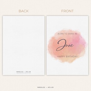 Printable Birthday Card, June Card, June Born, Born in June, Birthday ...