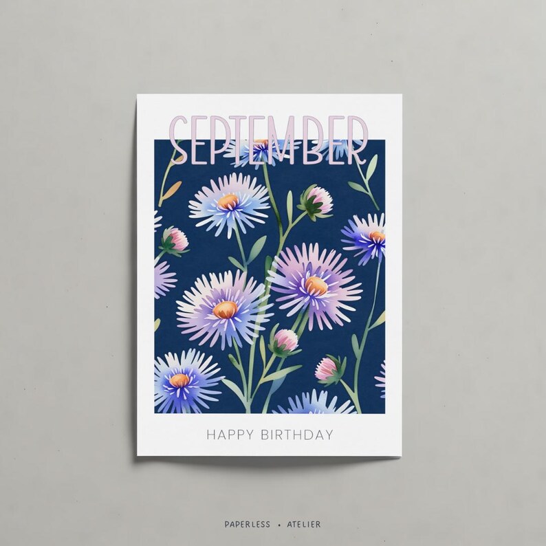 Printable Birthday Card, September Birth Flower, September Born, Born ...