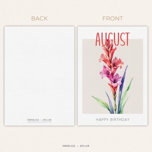 Printable Birthday Card, August Birth Flower Card, August Born, Born in ...