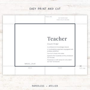 Printable Teacher's Day Card, Teacher Appreciation, Happy Teacher's Day ...