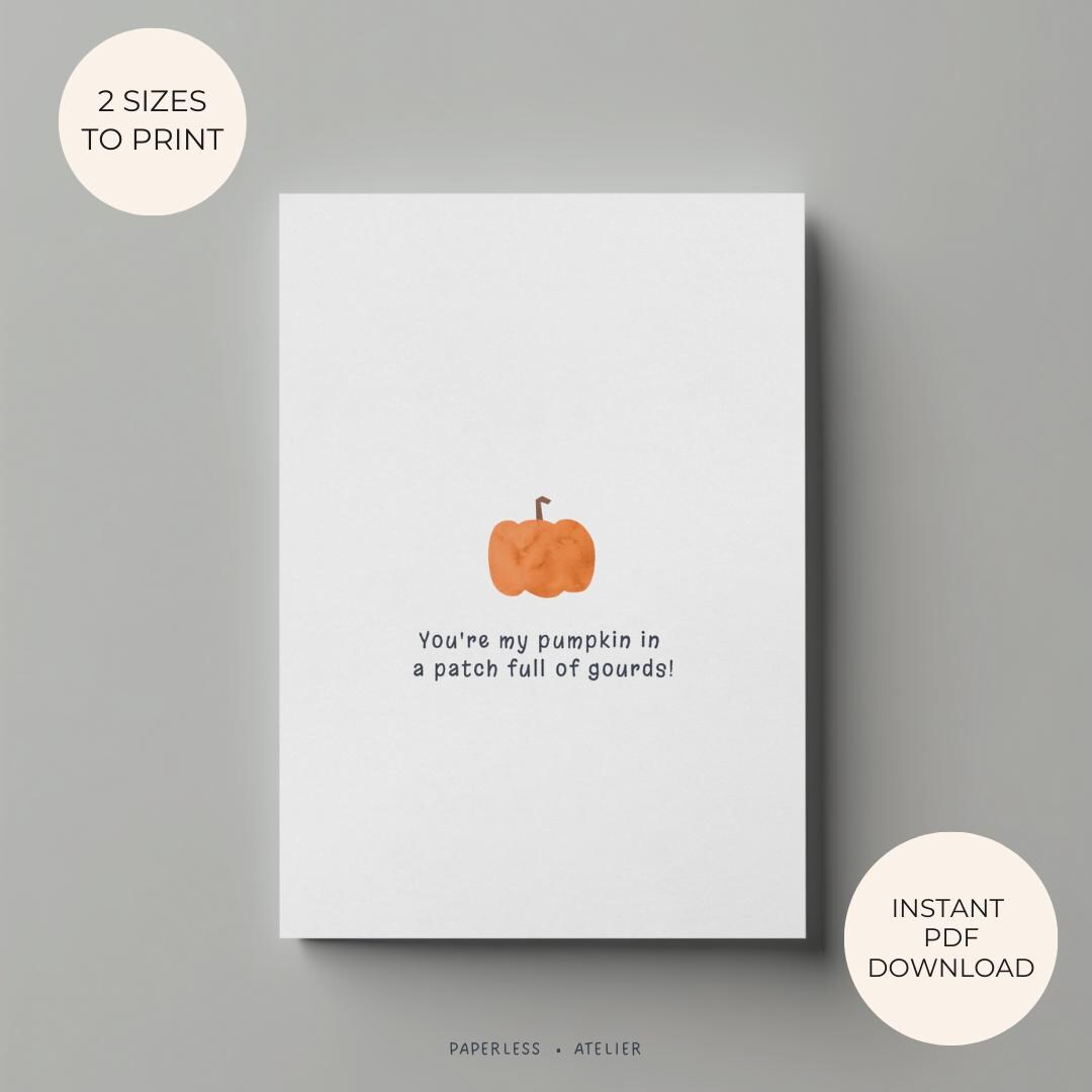 Printable Pumpkin-themed Greeting Card, Birthdays, Romantic ...