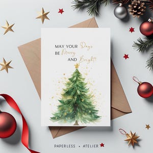 Printable Christmas Card, Merry Christmas, Elegant Card, Christmas ...