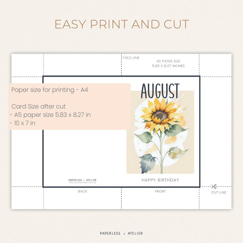 Printable Birthday Card, August Card, August Born, Born in August Card ...