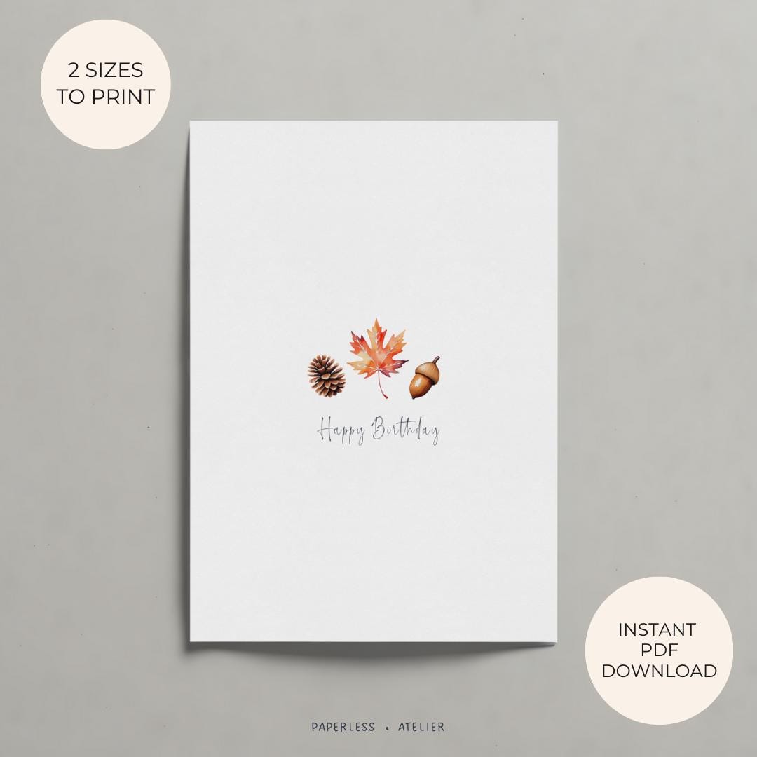 Printable Autumn Birthday Card, Autumn Birthday, Fall Birthday, Autumn ...