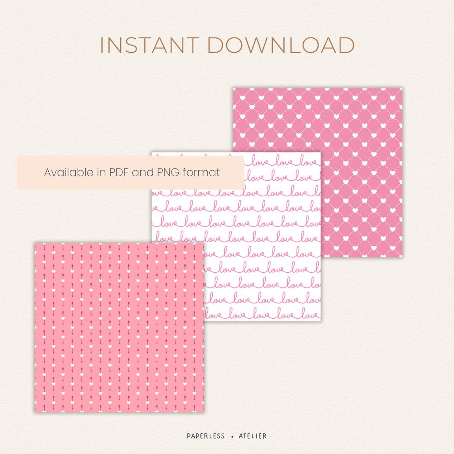 20 Printable Paper, Valentine's Digital Paper, Romantic Paper ...