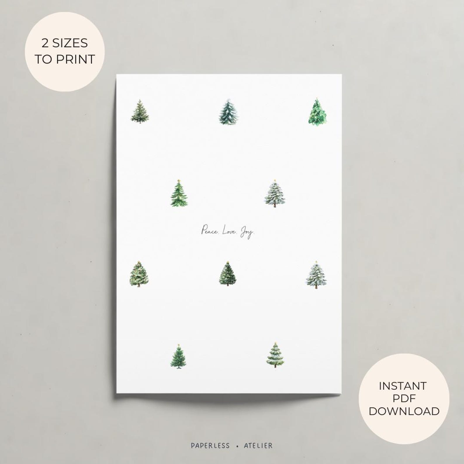 Printable Christmas Card, Minimalist Christmas Tree Card, Christmas ...