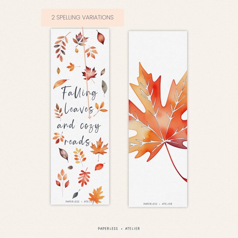 4 Printable Autumn Bookmarks, Autumn Bookmark, Fall Bookmark, Book ...