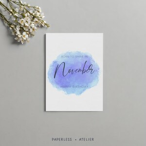 Printable Birthday Card, November Card, November Born, Born in November ...