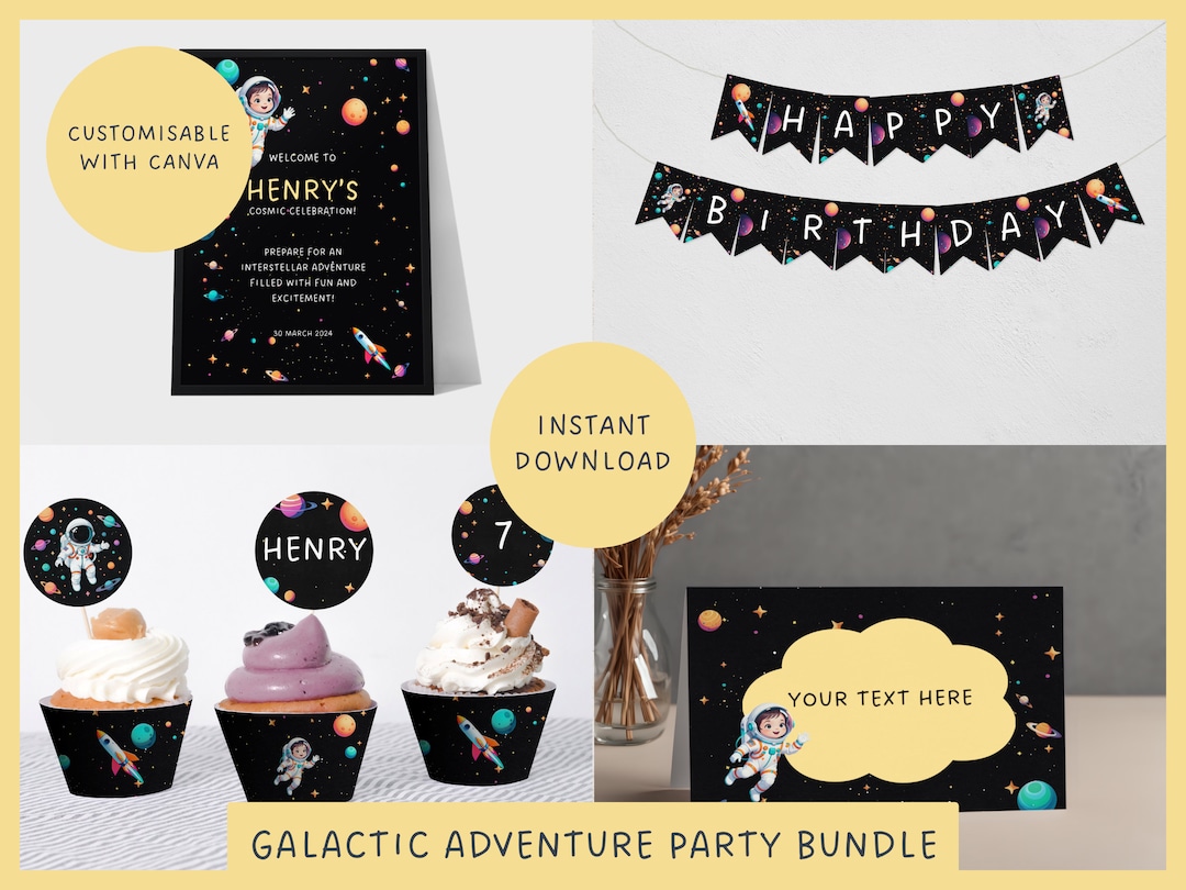 Printable Party Bundle, Astronaut Party Bundle, Birthday Bundle ...