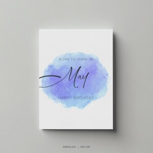 Printable Birthday Card, May Card, May Born, Born in May, Birthday Card ...