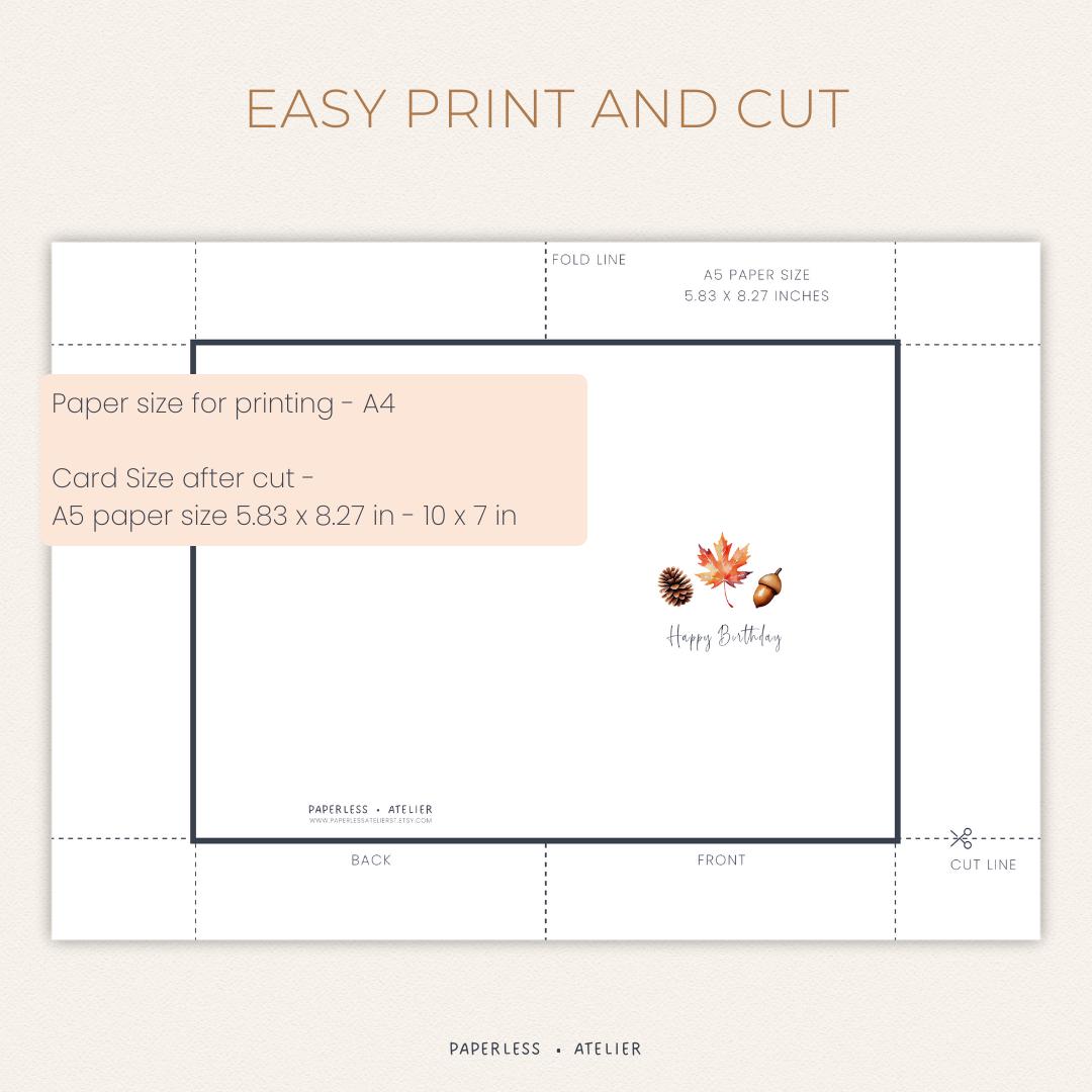 Printable Autumn Birthday Card, Autumn Birthday, Fall Birthday, Autumn ...