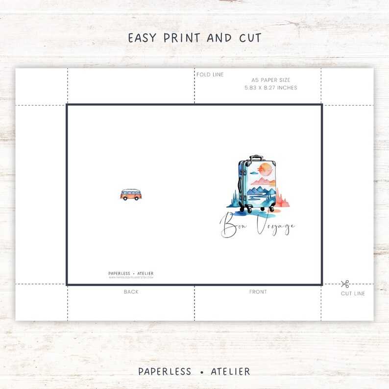 Printable Farewell Card, Bon Voyage Card, Moving Travel Leaving New Job ...