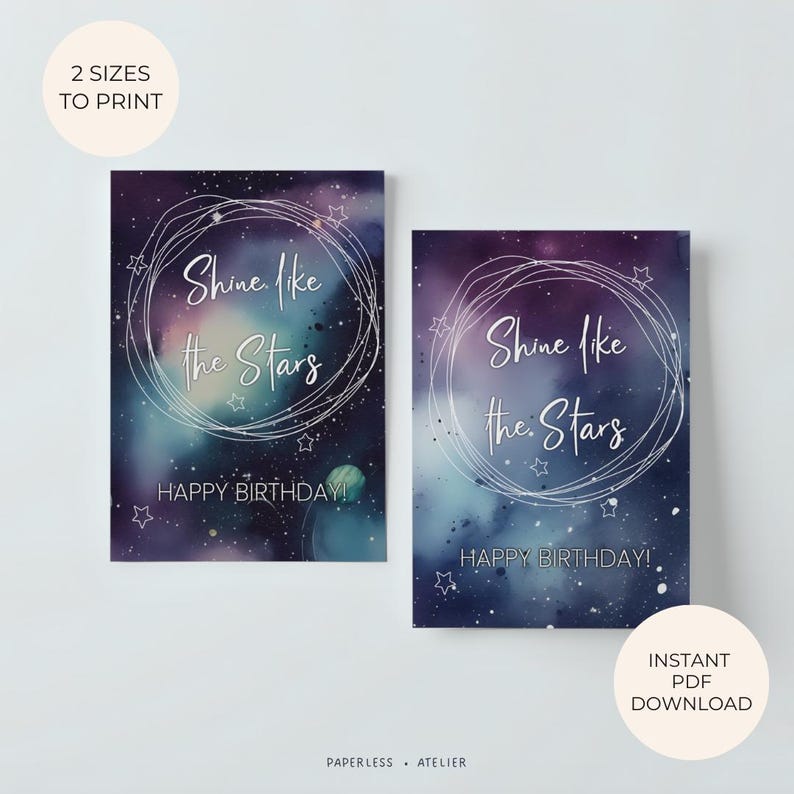Printable Galaxy Birthday Card, Birthday Card, Birthday, Printable ...