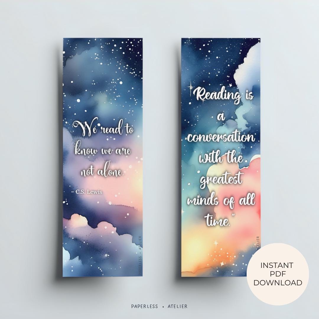 12 Printable Bookmark, Night Sky Watercolour Bookmark, Printable ...