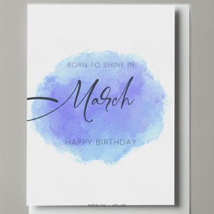 Printable Birthday Card, March Card, March Born, Born in March ...