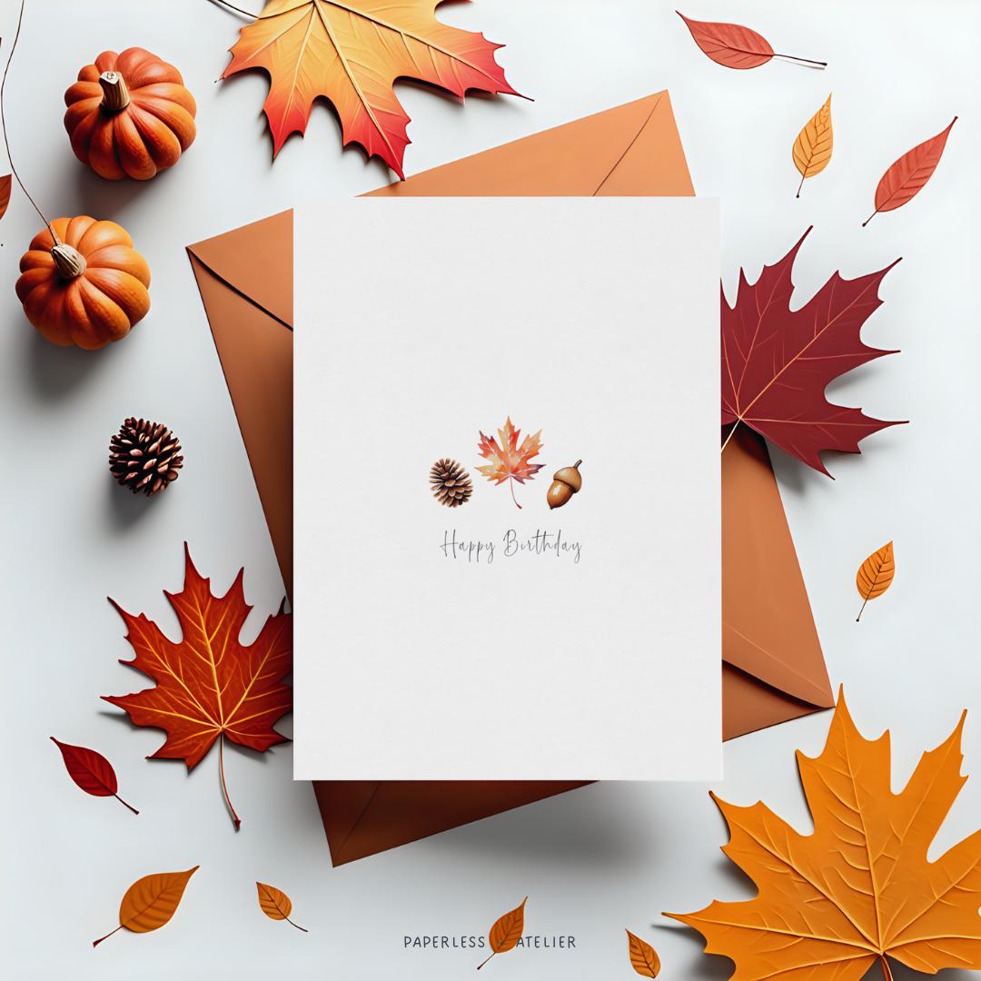 Printable Autumn Birthday Card, Autumn Birthday, Fall Birthday, Autumn ...