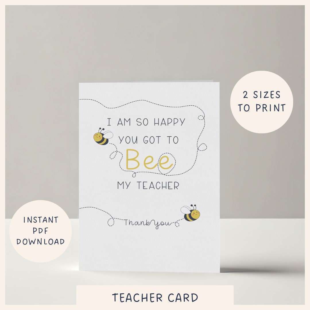 Printable Teacher Appreciation Card, Thank You Teacher, Thank You Card ...