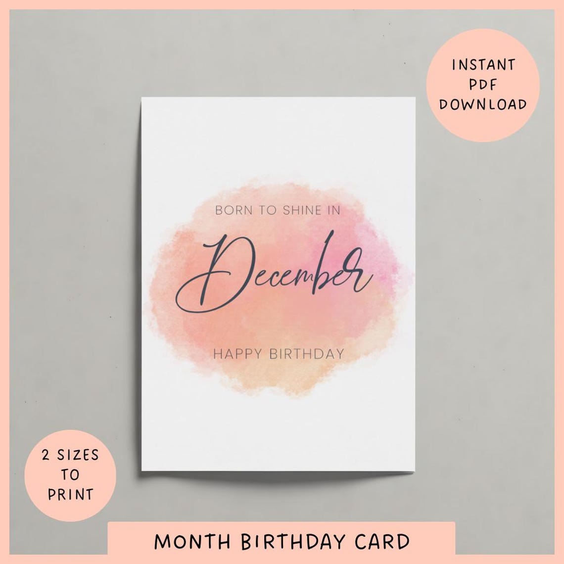 Printable Birthday Card, December Card, December Born, Born in December ...