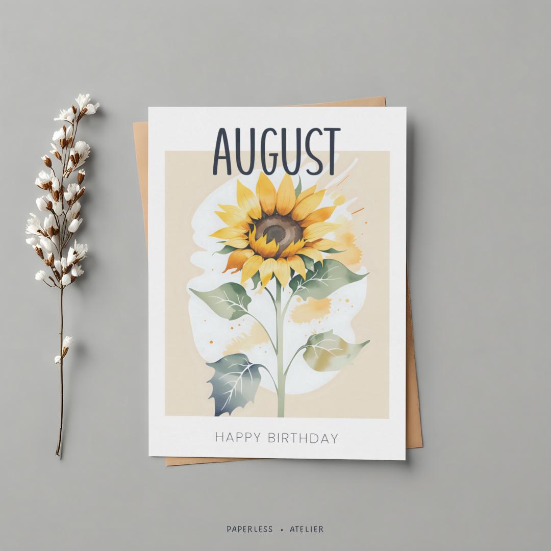 Printable Birthday Card, August Card, August Born, Born in August Card ...