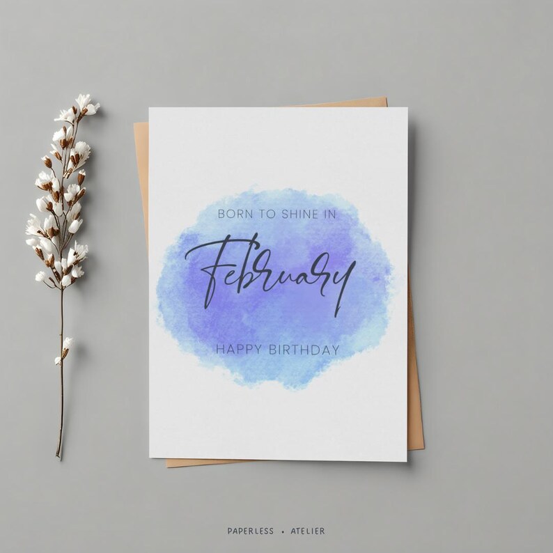 Printable Birthday Card, February Card, February Born, Born in February ...