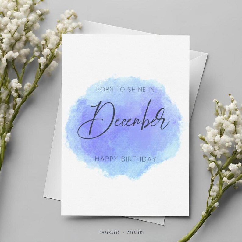 Printable Birthday Card, December Card, December Born, Born in December ...