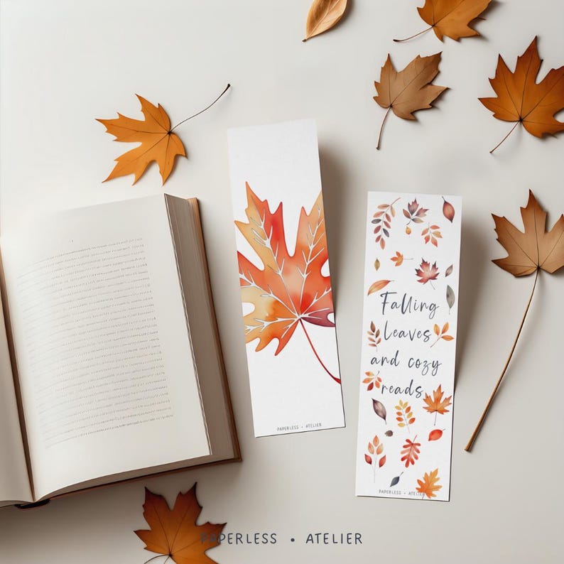 4 Printable Autumn Bookmarks, Autumn Bookmark, Fall Bookmark, Book ...