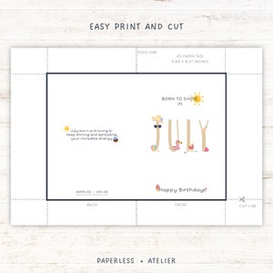 Printable Birthday Card, July Card, July Born, Born in July Card ...