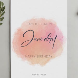Printable Birthday Card, January Card, January Born, Born in January ...