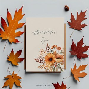 Printable Thanksgiving Card, Autumn, Fall, Thanksgiving, Grateful for ...