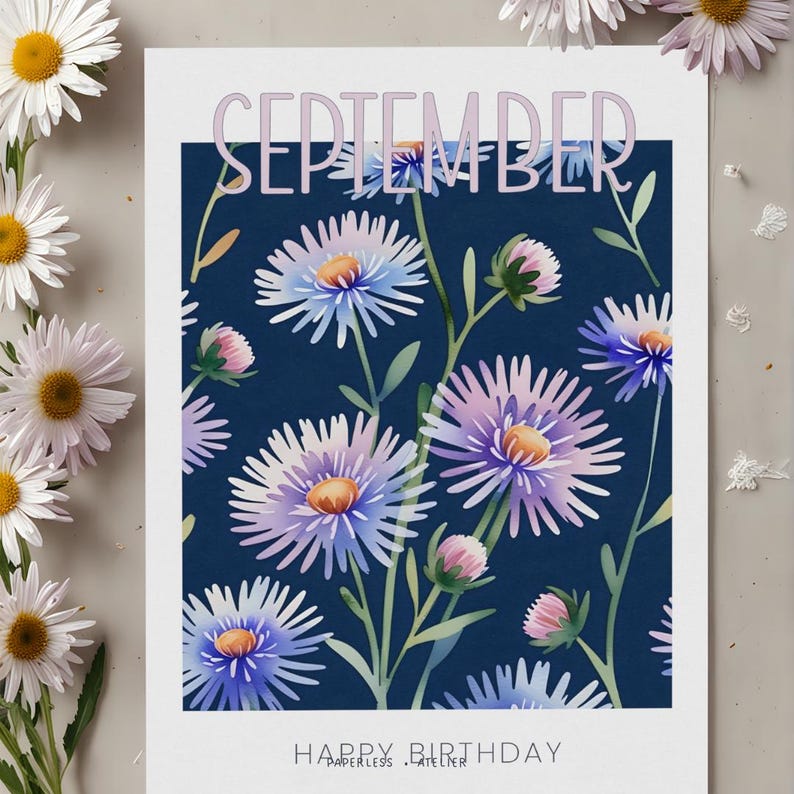 Printable Birthday Card, September Birth Flower, September Born, Born ...