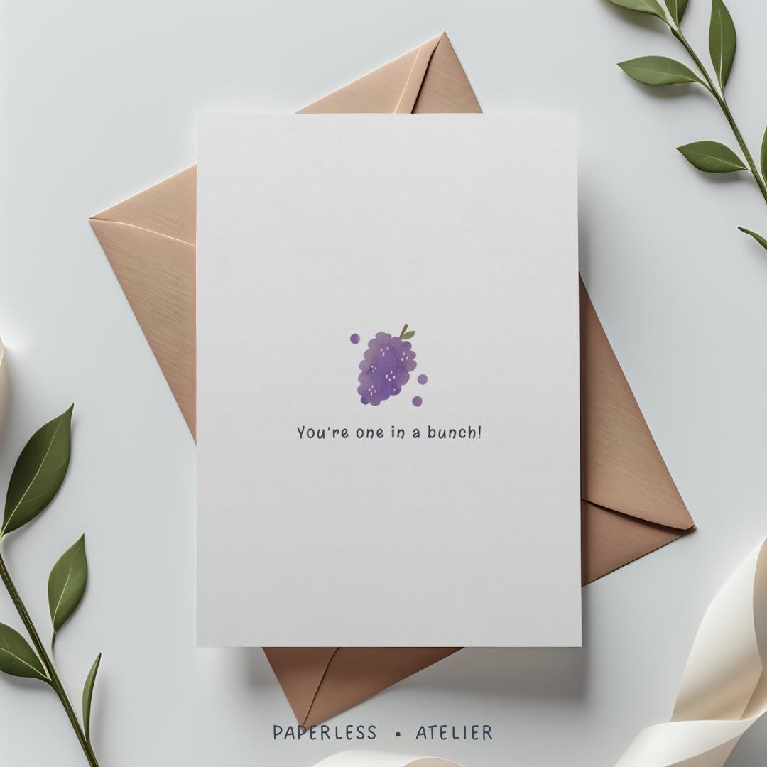 Printable Grape-themed Greeting Card, Birthdays, Friendship ...