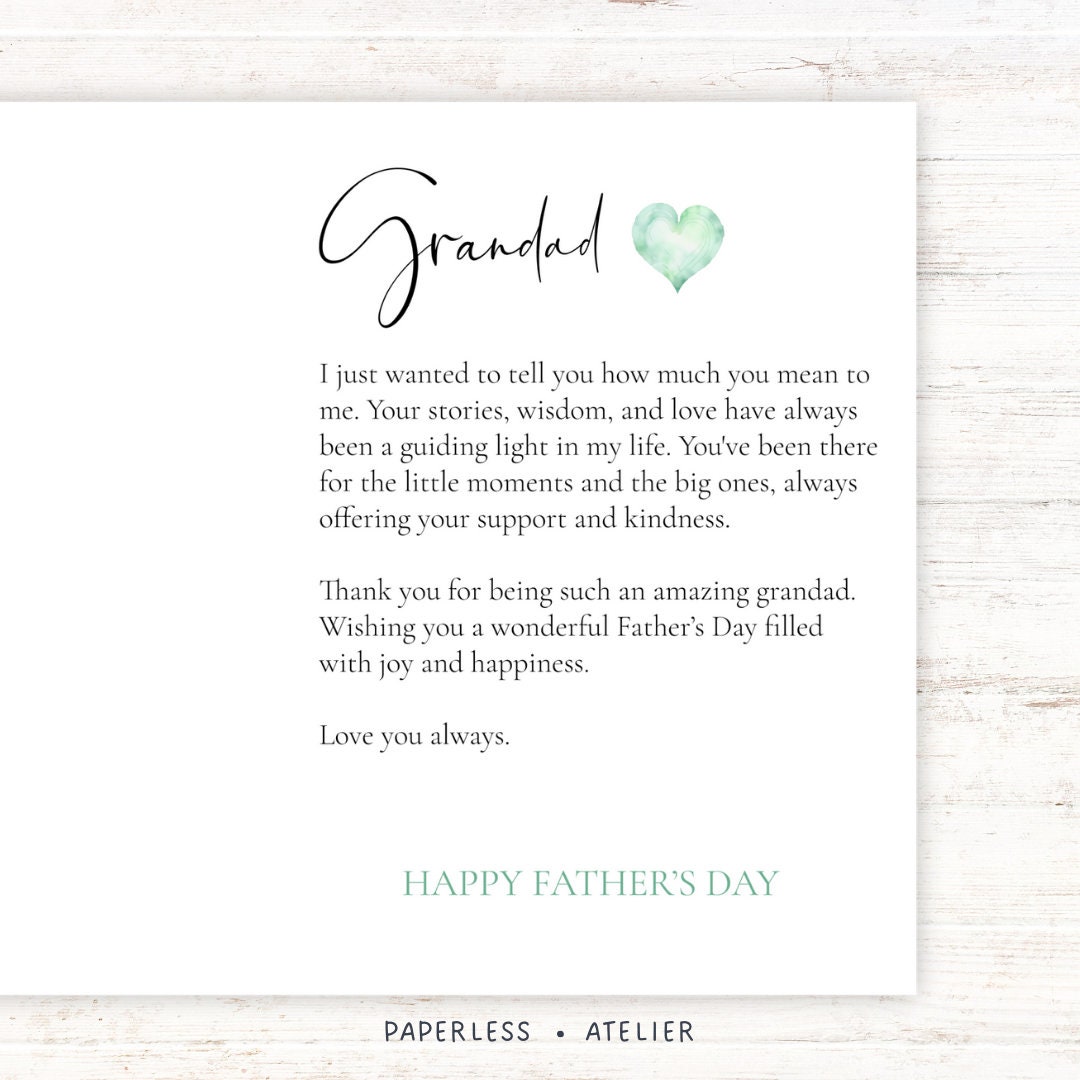 2 Printable Father's Day Card, Father's Day Card for Grandad, Card for ...