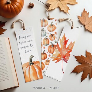 4 Printable Autumn Bookmarks, Autumn Bookmark, Fall Bookmark, Book ...