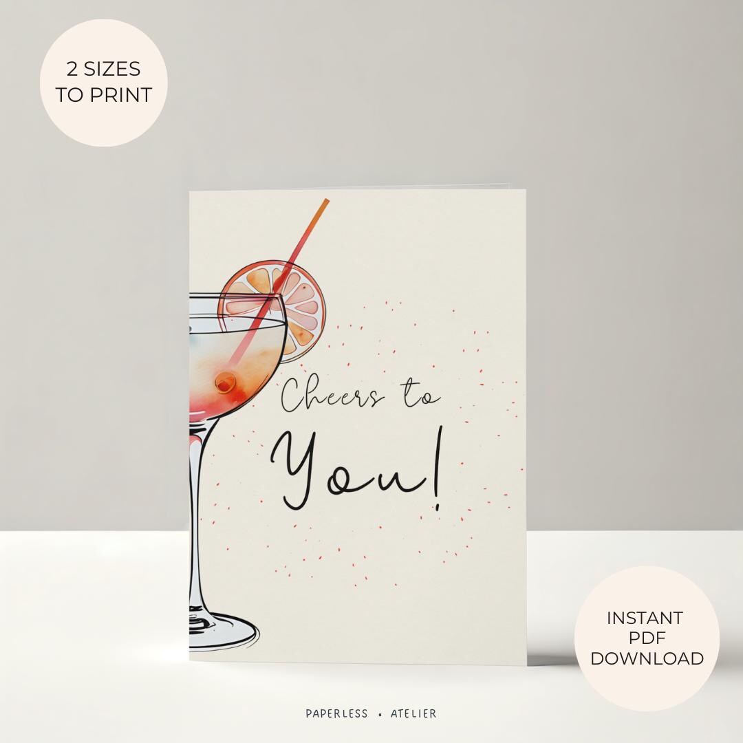 Printable Congratulation Card, Cheers to You, Congrats Card ...