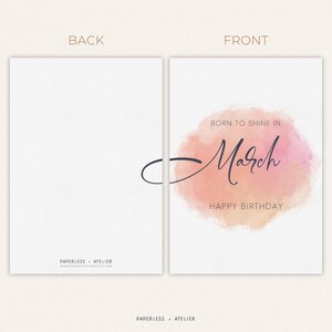 Printable Birthday Card, March Card, March Born, Born in March ...