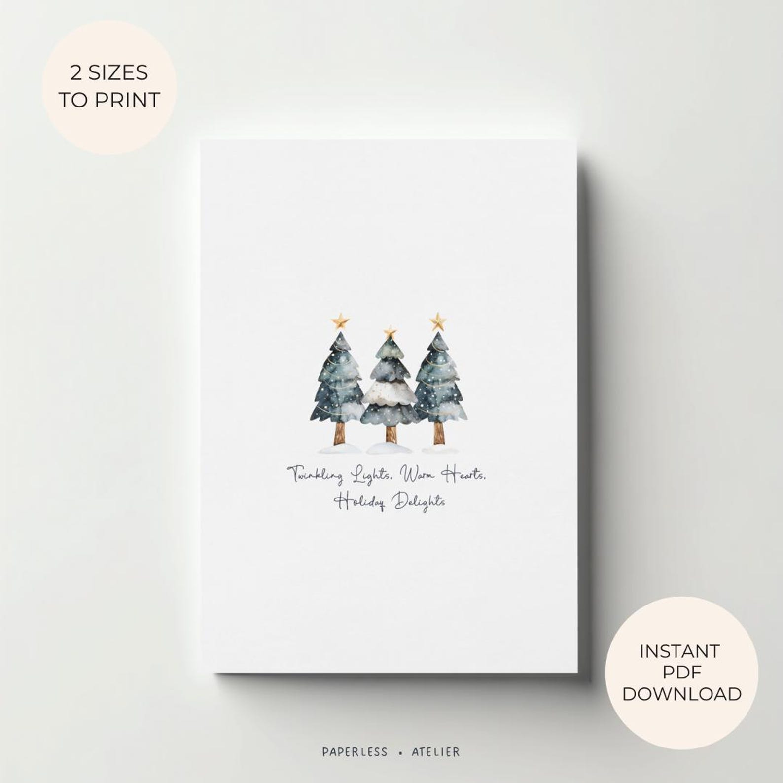 Printable Christmas Card, Minimalist Christmas Tree Card, Christmas ...
