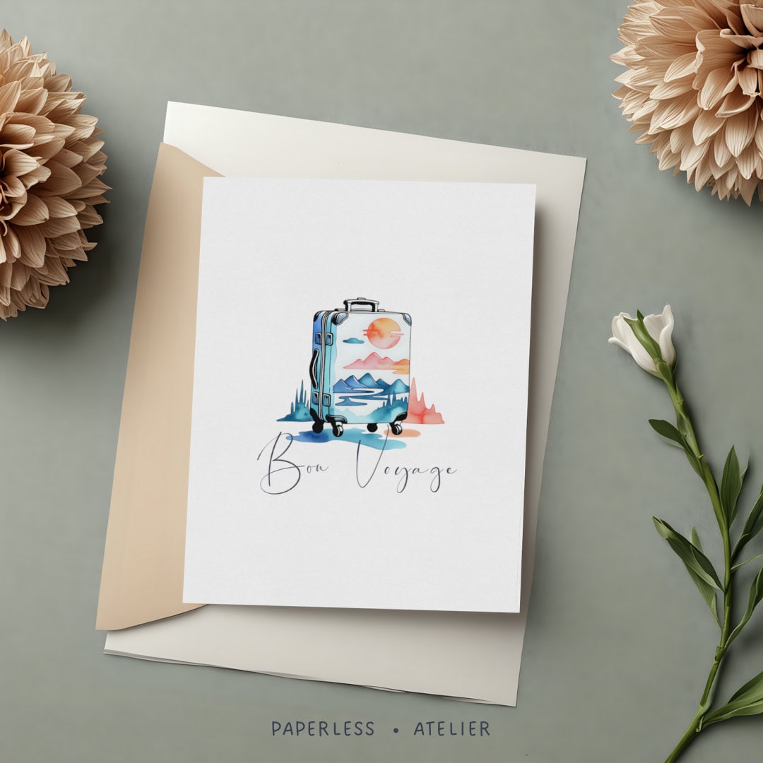 Printable Farewell Card, Bon Voyage Card, Moving Travel Leaving New Job ...